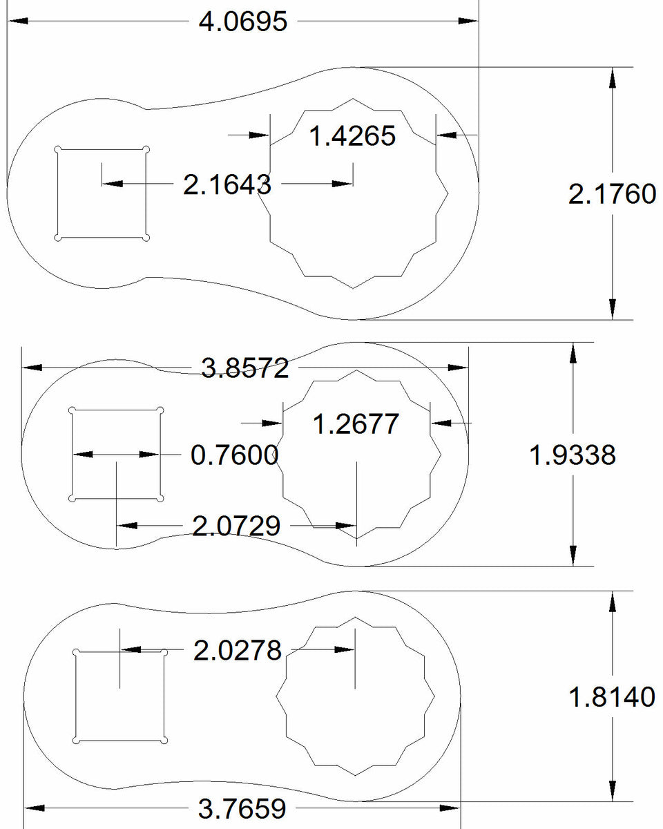 30mm, 32mm, 36mm Dog Bone set: 3/4 drive – Mass Fabricator