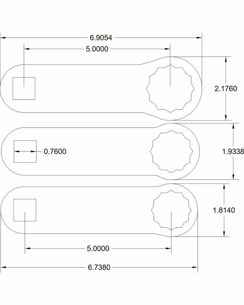 Bulletproof Dog bone extended set 30mm 32mm 36mm with 3/4 drive/ 5" ce ...